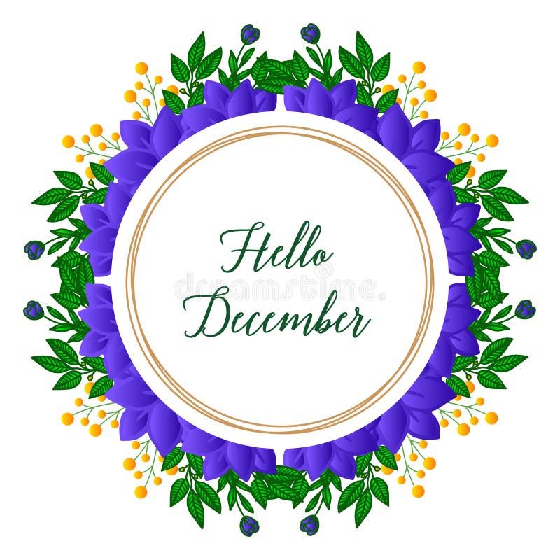 Invitation Card Hello December, with Decoration of Purple Flower Frame ...