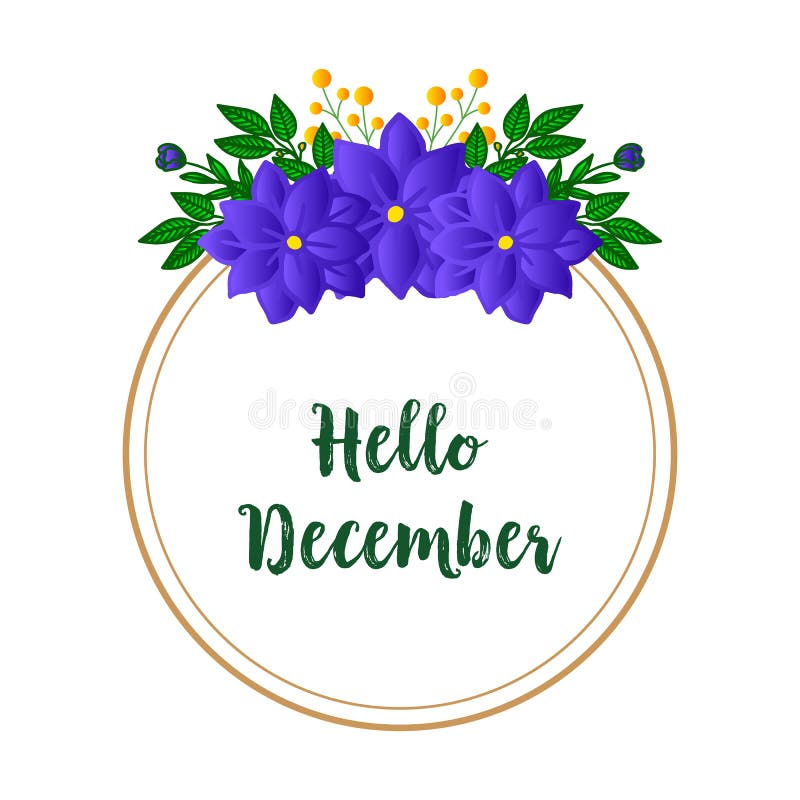 Invitation Card Hello December, with Decoration of Purple Flower Frame ...