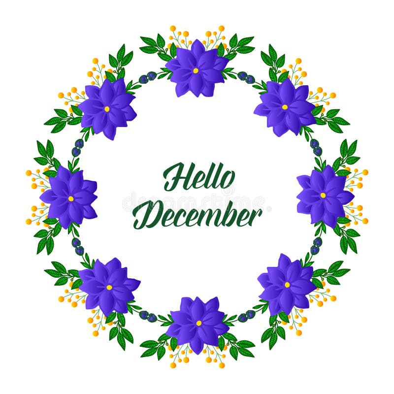 Invitation Card Hello December, with Decoration of Purple Flower Frame ...