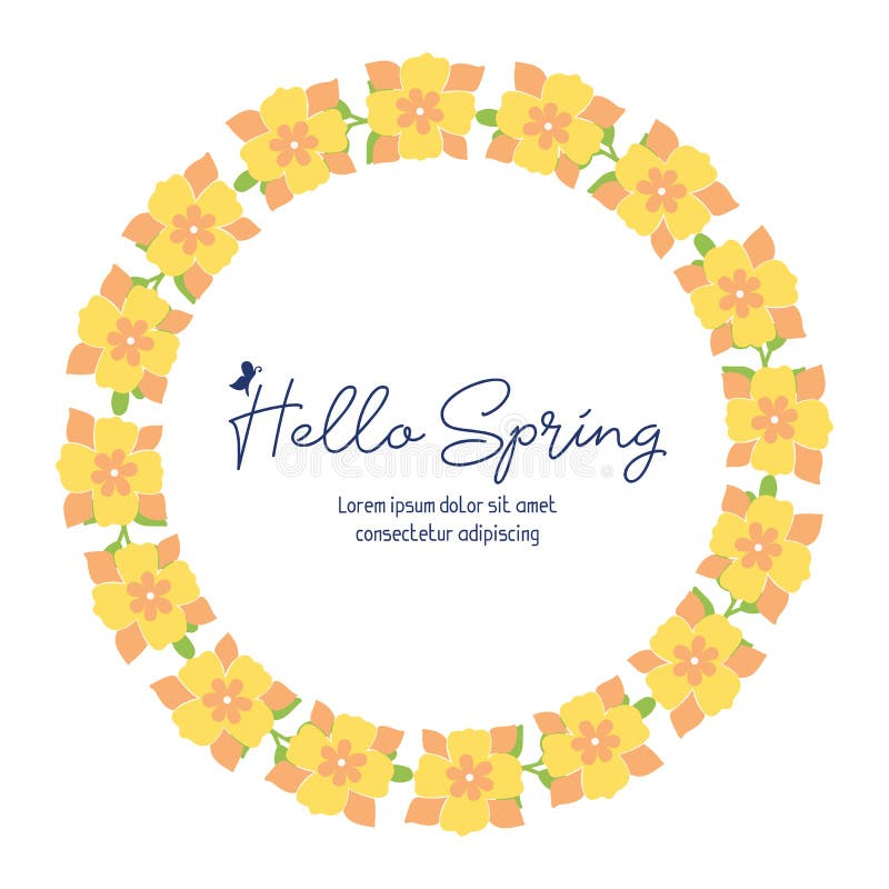 Invitation Card Hello Spring Template Design, with Elegant of Leaf and ...
