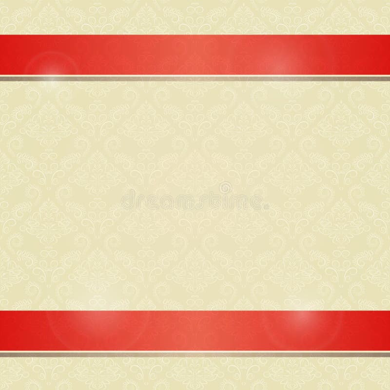 Invitation Card with Horizontal Red Line Decoration Stock Illustration ...