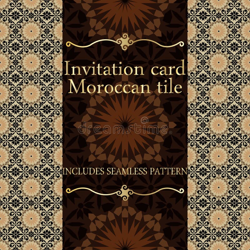 Invitation Card Pattern with Islamic Morocco Ornament. Stock Vector ...