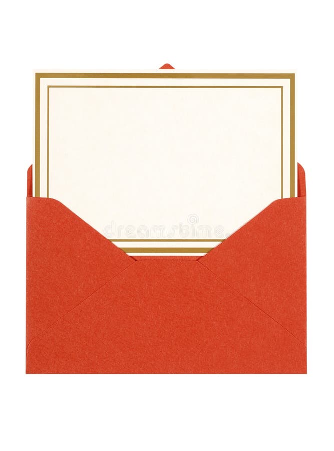 Invitation Card with Red Envelope Isolated on White Background Stock ...