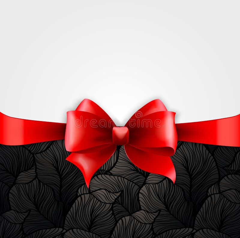 Invitation Card with Red Holiday Ribbon and Bow Stock Vector ...