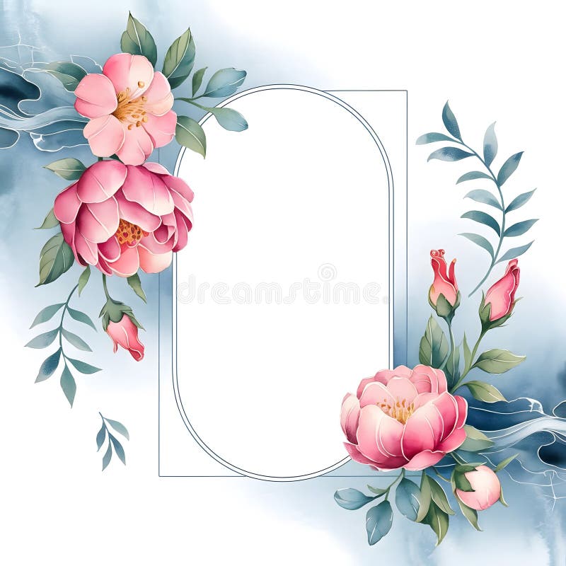 Invitation Card with Flowers Design Floral Background Frame Stock Image ...