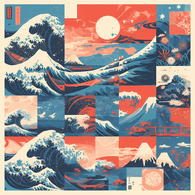 Japanese Inspired Abstract Art Stock Illustration - Illustration of ...