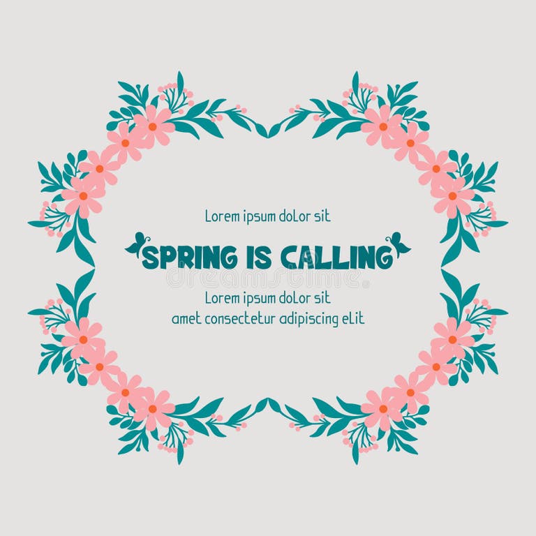 Invitation Card for Spring, with Elegant Leaf and Floral Frame Design ...