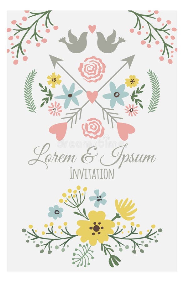 Invitation Card Template. Floral Decorative Page Design Stock Vector ...