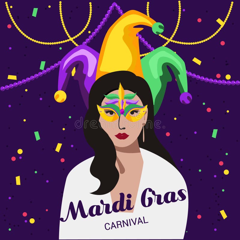 Invitation Card To A Carnival Party Mardi Gras Traditional Mask With