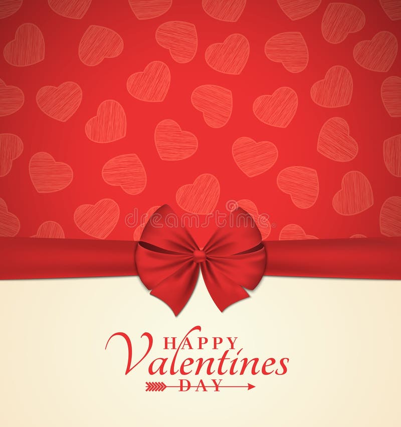 Invitation Card for Valentines Day. Red Bow. Realistic Tape. Background ...