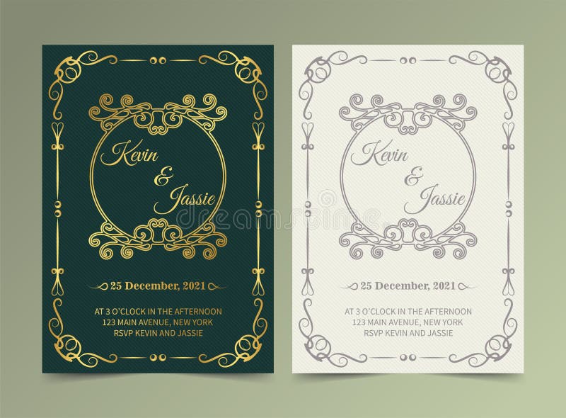 Vintage Style Vector Design Invitation Card with a White Background ...