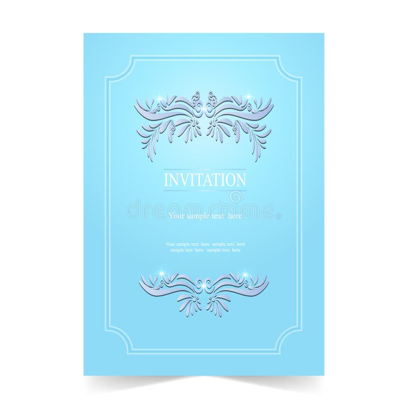 Invitation Card, Wedding Card on Blue Background Stock Vector ...