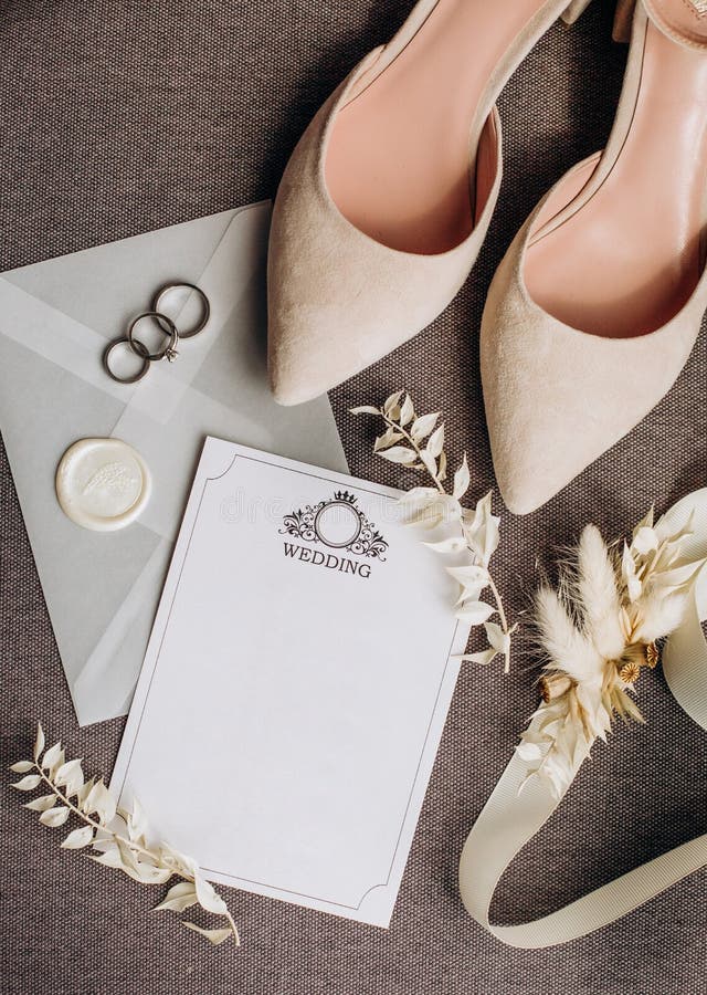 Invitation Card Wedding Letterhead Blank Rings Accessories Stock Image ...
