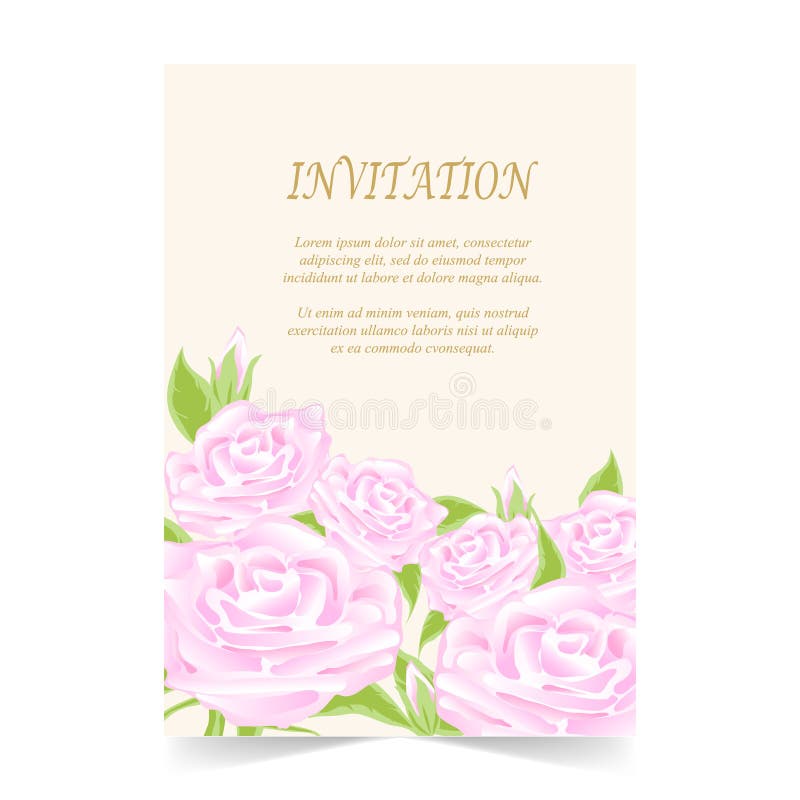 Invitation Card, Wedding Card with Rose on Ivory Background Stock ...