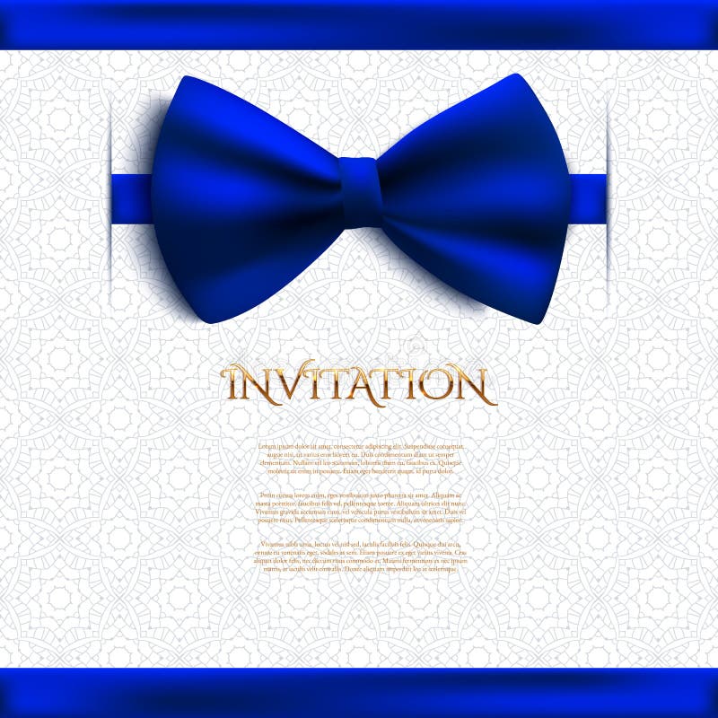 Invitation Decorative Card with Blue Bow Stock Vector - Illustration of ...