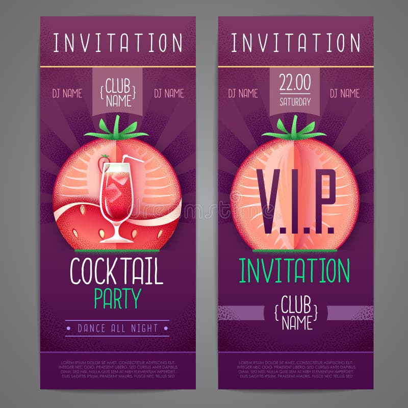 Invitation Design. Cocktail Disco Party Poster. Grainy Texture Vector ...