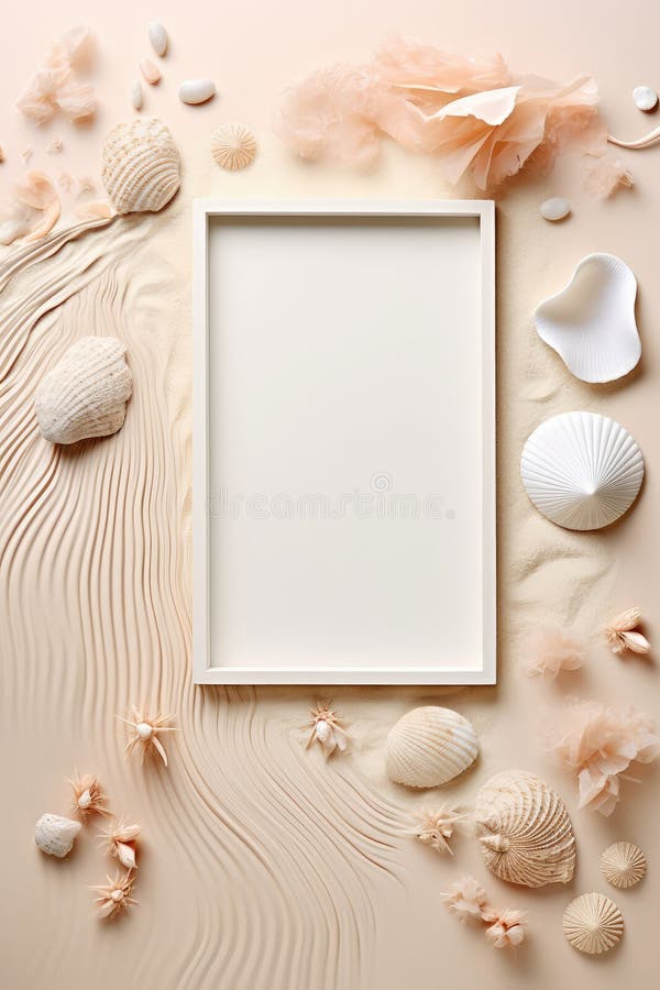 Invitation Frame. Sea Beach Theme. Generative AI Stock Photo - Image of ...