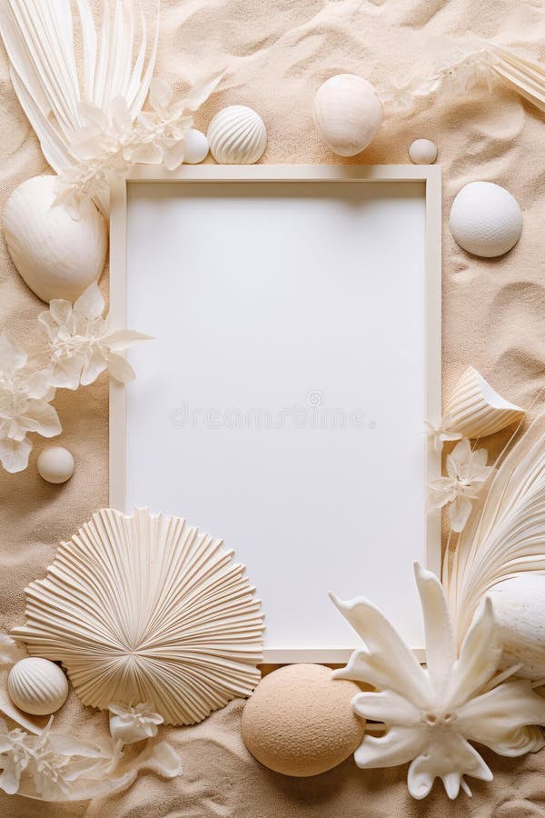 Invitation Frame. Sea Beach Theme. Generative AI Stock Image - Image of ...