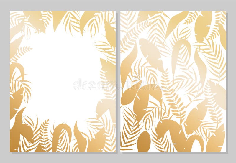 Invitation with Gold Leaf Pattern on White Background. Golden Leaf ...