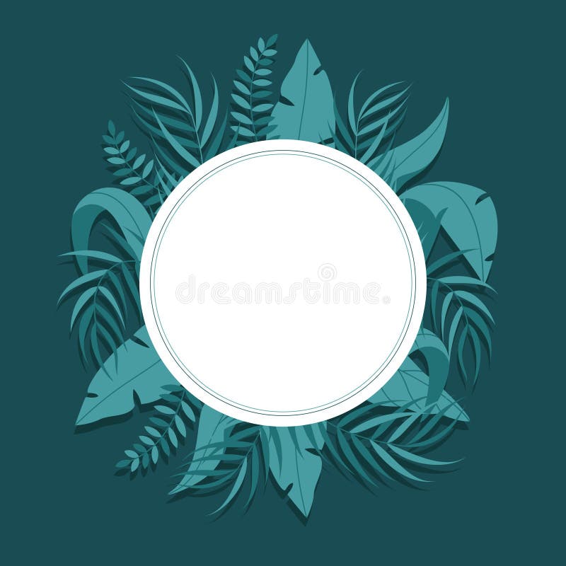 Invitation with Green Leaf Pattern on Green Background. Green Leaf ...