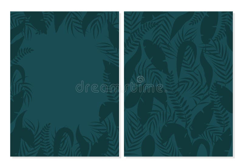 Invitation with Green Leaf Pattern on Green Background. Green Leaf ...
