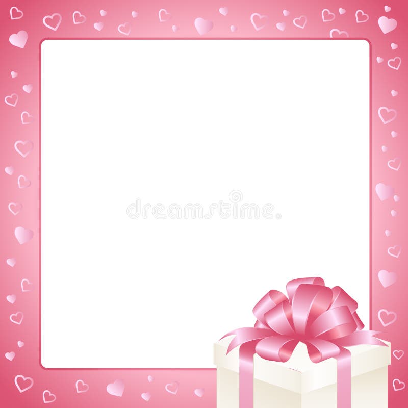 Invitation, Greeting or Gift Card. Pink Frame with Hearts Stock Vector ...
