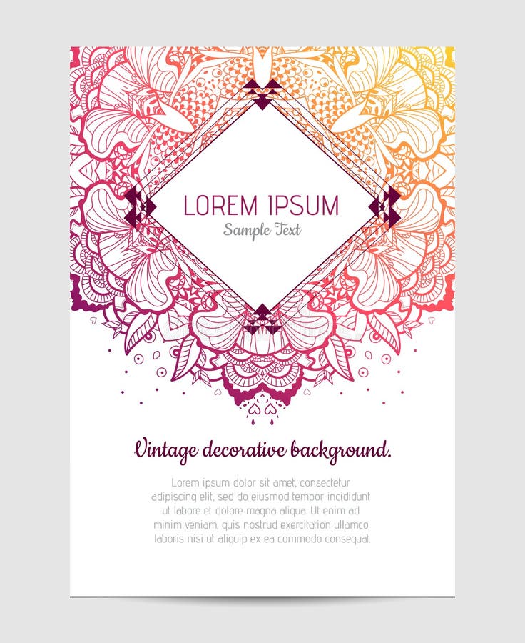 Invitation with Hand Drawn Mandala Pattern. Stock Illustration ...