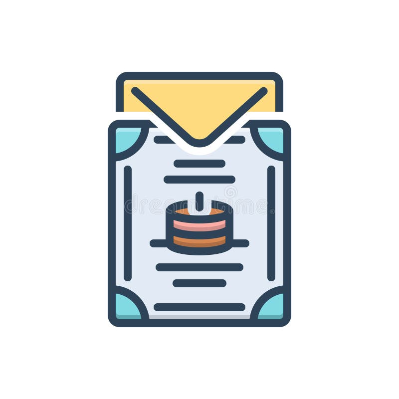 Color Illustration Icon for Invitation, Invite and Card Stock ...