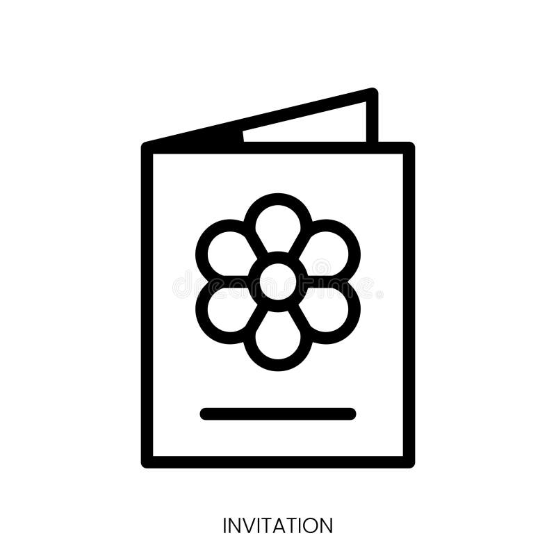 Invitation Icon. Line Art Style Design Isolated on White Background ...