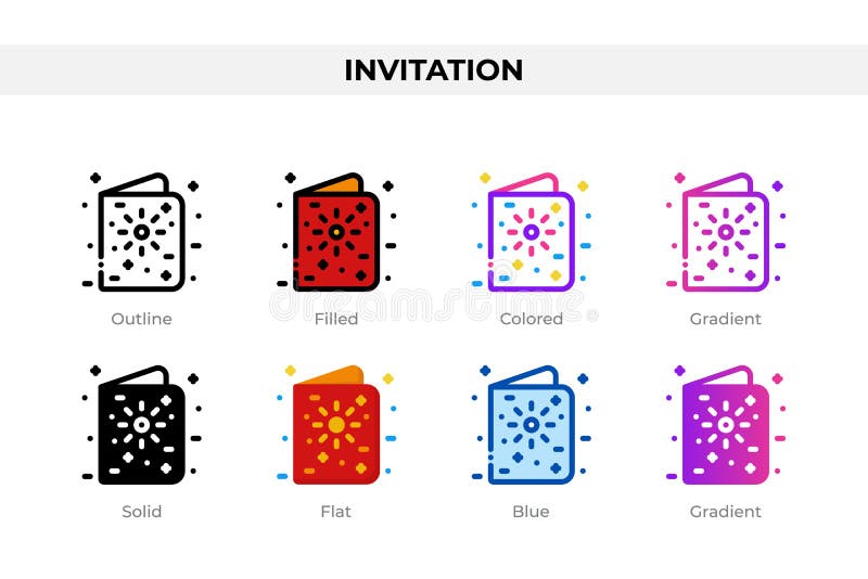 Invitation Icons in Different Style. Invitation Icons Set. Holiday ...