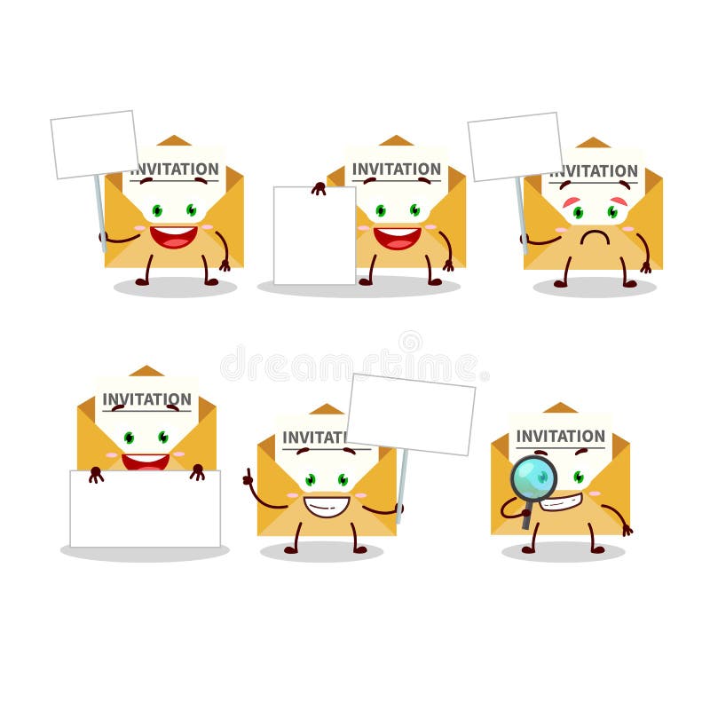Invitation Message Cartoon Character Bring Information Board Stock ...