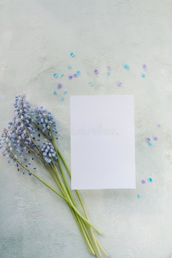 Invitation Mockup on a Light Background, Floral Background, White Sheet ...