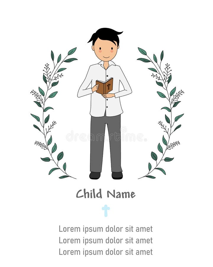 Invitation My First Communion. Boy on a Swing Stock Vector ...