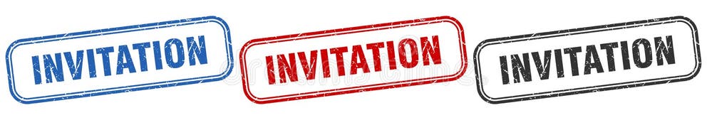 Invitation Square Isolated Sign Set. Invitation Stamp Stock Vector ...