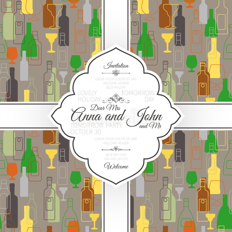 Invitation Card with Bar Colorful Pattern Stock Vector - Illustration ...