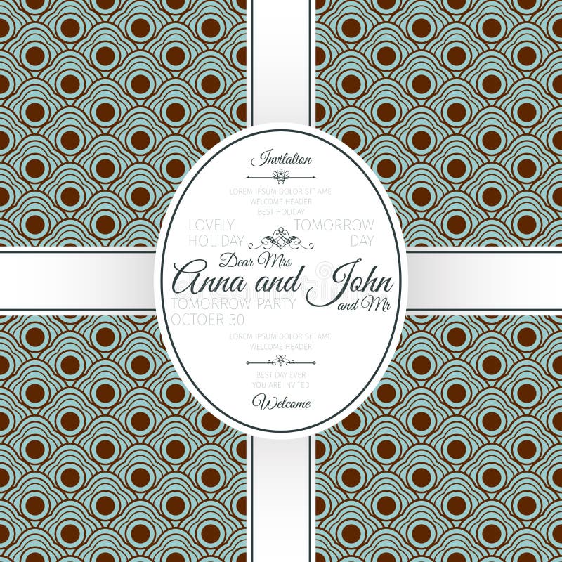 Invitation Card with Blue Japanese Pattern Stock Vector - Illustration ...