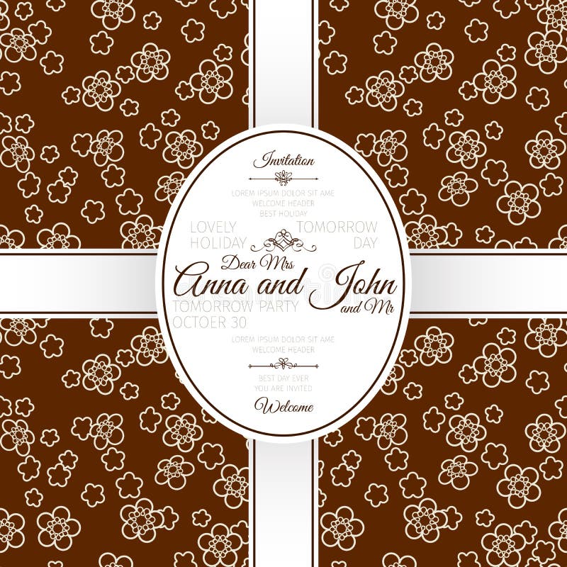 Invitation Card with Brown Japanese Pattern Stock Vector - Illustration ...