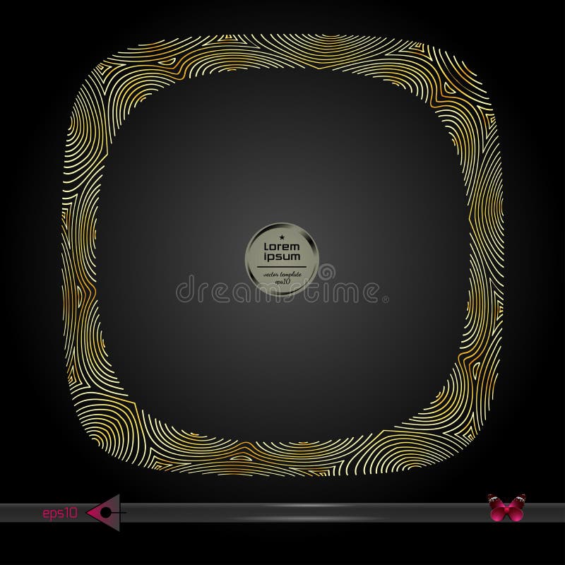 Invitation Template Frame, Pattern with Rounded Edges. on a Black ...