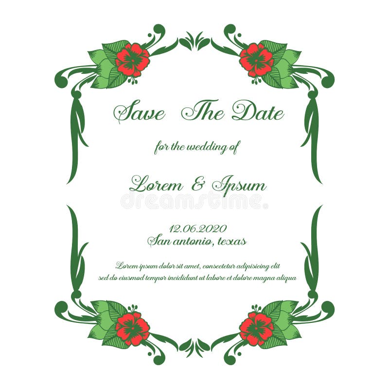 Invitation Template of Save the Date, with Design Art of Red Flower ...