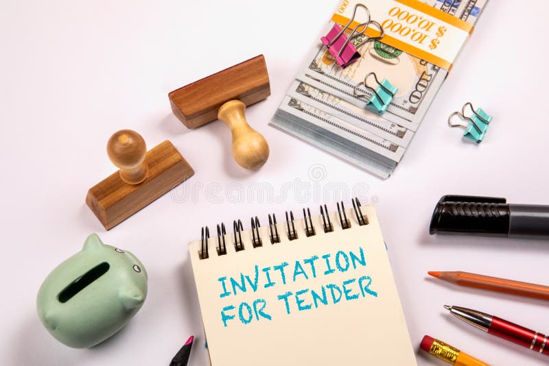 INVITATION for TENDER. Money on a White Office Table Stock Photo ...