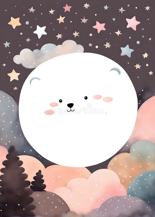 Dreamy Bear Moon Invitation: Perfect for Magical Events Stock ...