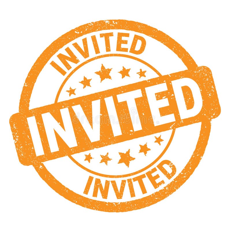 INVITED Text Written on Orange Round Stamp Sign Stock Illustration ...