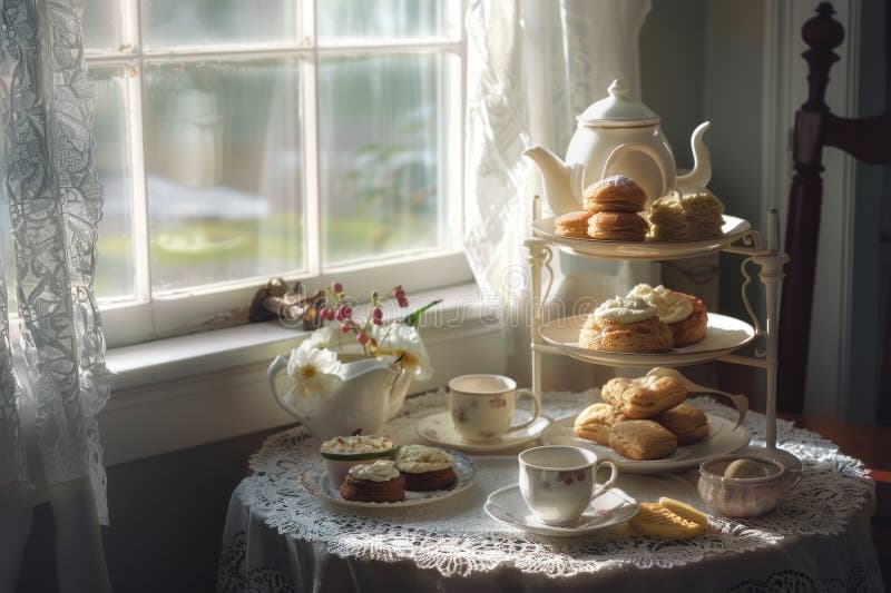 Inviting Afternoon Tea Display Stock Photo - Image of generated, fresh ...