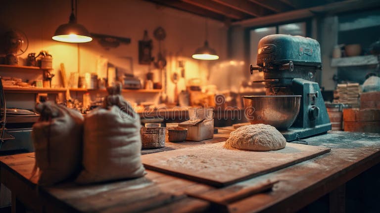 An Inviting Bakery Setting Shows Dough and Equipment, Ready for the ...