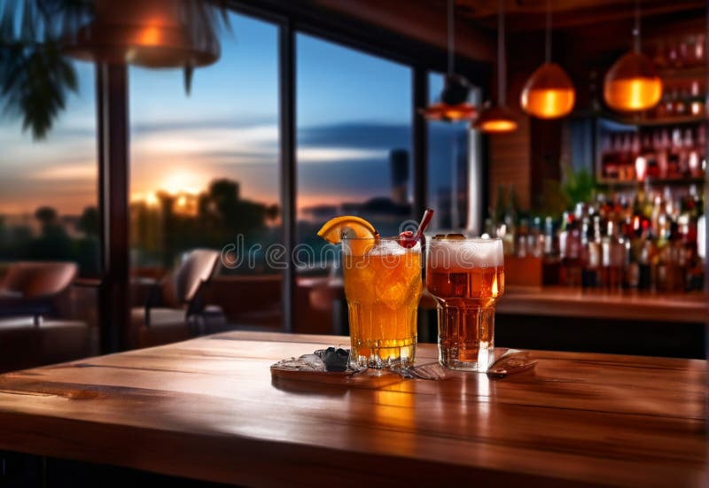 Inviting Bar Scene with Refreshing Drinks Stock Photo - Image of enjoy ...