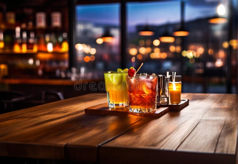 Inviting Bar Scene with Refreshing Drinks Stock Photo - Image of ...