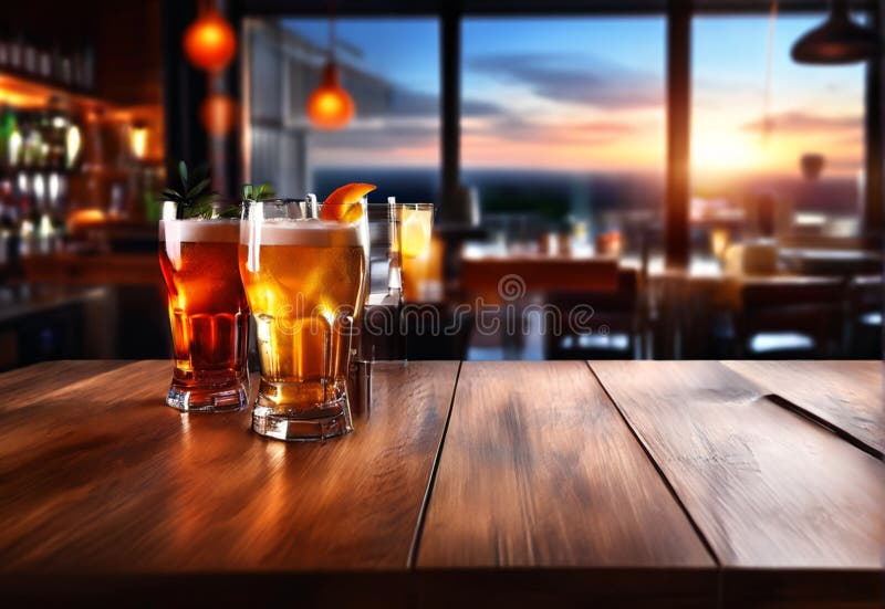 Inviting Bar Scene with Refreshing Drinks Stock Image - Image of ...
