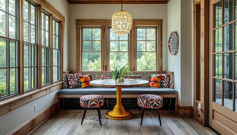 Inviting Breakfast Nook with Retro Design Elements Stock Illustration ...
