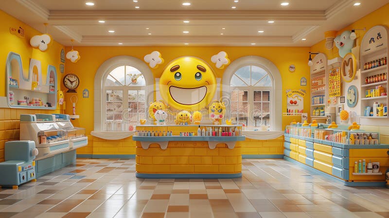An Inviting Candy Store with a Cheerful Smiley Face at the Counter ...