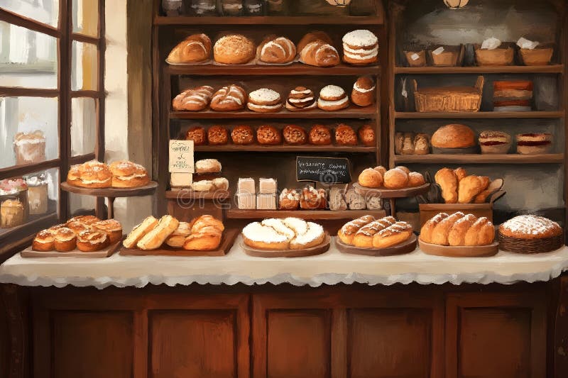 Inviting Classic Bakery Counter Stock Illustration - Illustration of ...